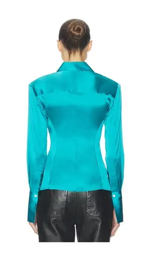 HELSA Silk Charmeuse Shirt - Blue