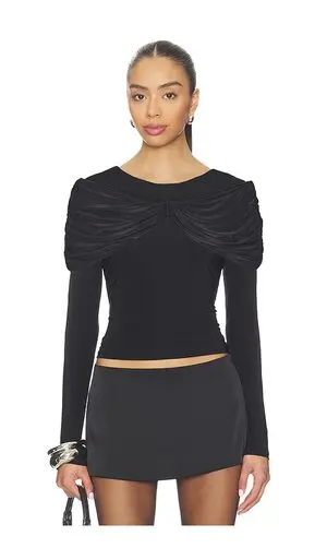 LOVERS AND FRIENDS Long Sleeve Gathered Top - Black