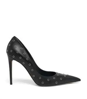 Alexander McQueen Leather Eyelet Detail Pointed Toe High Heel Pumps