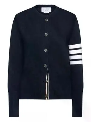 Thom Browne Navy Wool 4-bar Intarsia Cardigan