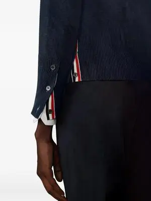 Thom Browne Navy Wool 4-bar Intarsia Cardigan