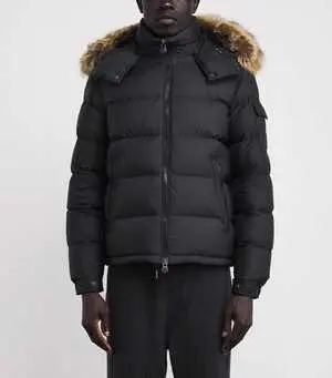 Moncler Cropped Down Puffer Jacket With Faux Fur Trim