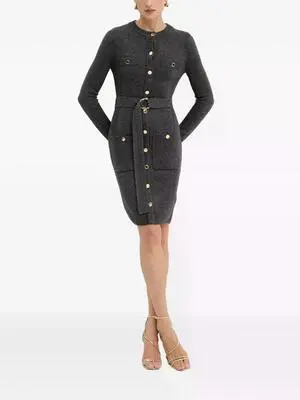 MARCIANO Belted Mini Dress With Gold-tone Buttons