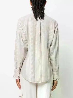 MARANT ETOILE Saoli" Ruffle-collar Striped Cotton Shirt