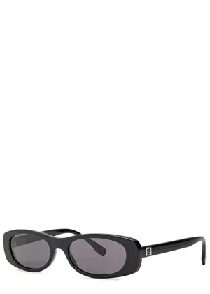 Fendi Narrow Rectangle Frame Sunglasses - Black