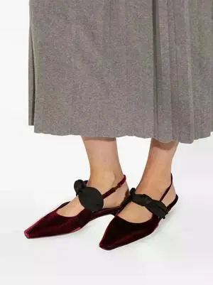 NEOUS Burgundy Bow Slingback Pumps - Black