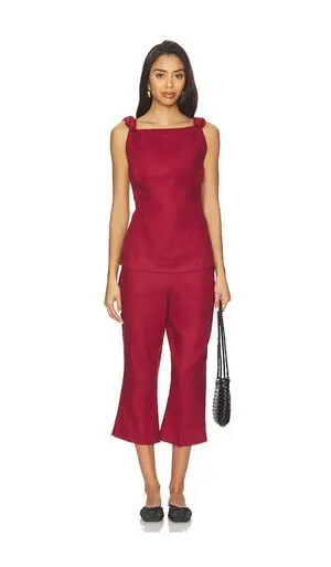 Faithfull The Brand Flor Linen Top - Burgundy