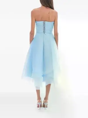 ANA RADU Strapless Floral Appliqué Midi Dress