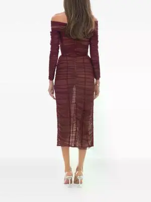 ANA RADU Off-shoulder Ruched Midi Dress