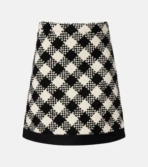 Valentino Garavani Cotton And Wool-blend Tweed Miniskirt With Checked Pattern
