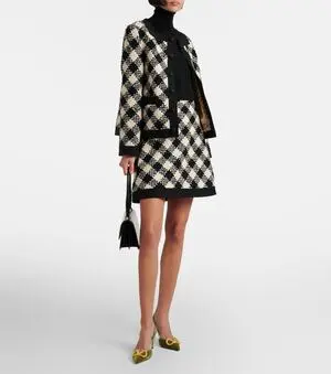 Valentino Garavani Cotton And Wool-blend Tweed Miniskirt With Checked Pattern