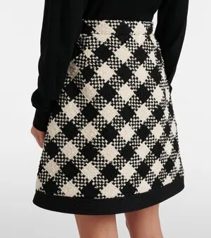 Valentino Garavani Cotton And Wool-blend Tweed Miniskirt With Checked Pattern