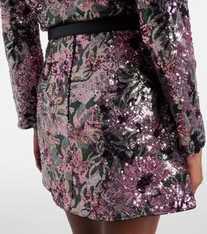 SELF-PORTRAIT Floral Sequined Mini Skirt