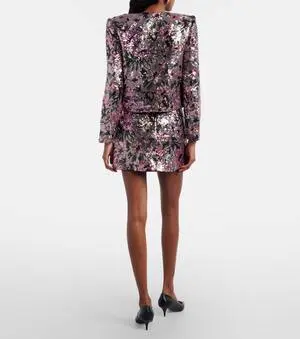 SELF-PORTRAIT Floral Sequined Mini Skirt