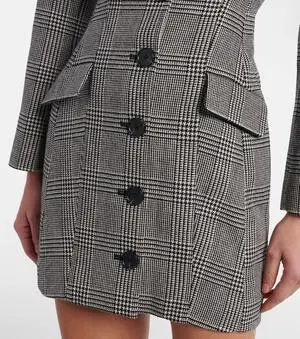 SELF-PORTRAIT Checked Wool-blend Minidress
