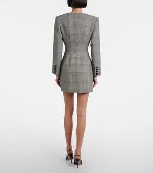 SELF-PORTRAIT Checked Wool-blend Minidress