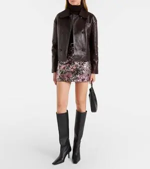 SELF-PORTRAIT Cropped Leather Jacket