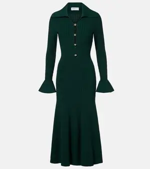 SELF-PORTRAIT Ribbed-knit Midi Dress