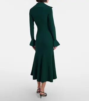 SELF-PORTRAIT Ribbed-knit Midi Dress