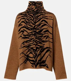 Alaïa Jacquard Turtleneck Sweater With Tiger Print