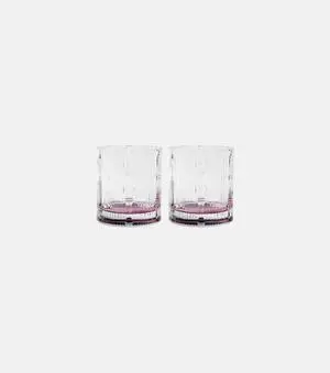 La DoubleJ Bamboo Set Of 2 Crystal Tumblers - Transparent