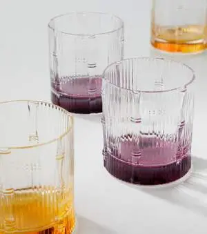 La DoubleJ Bamboo Set Of 2 Crystal Tumblers