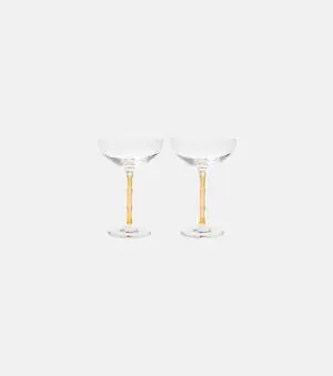 La DoubleJ Bamboo Set Of 2 Crystal Champagne Coupes - Transparent