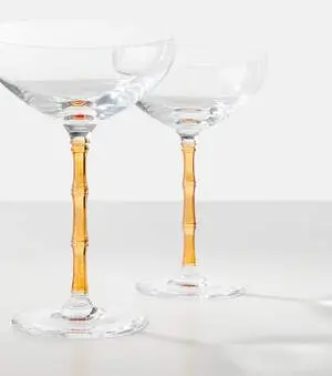 La DoubleJ Bamboo Set Of 2 Crystal Champagne Coupes - Transparent