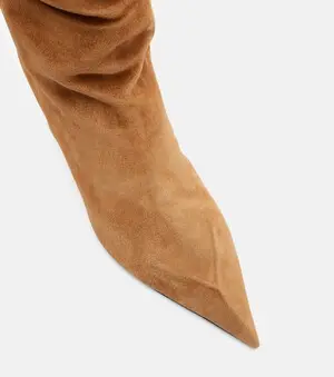 Amina Muaddi Christine 80 Suede Knee-high Boots