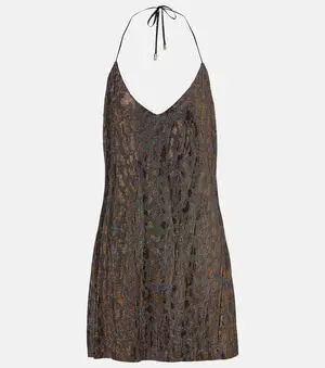 Roberto Cavalli Embellished Halterneck Slip Dress
