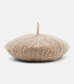 Max Mara Embellished Cashmere Beret - Beige