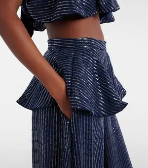 ADRIANA DEGREAS Sequined Wide-leg Trousers