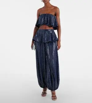 ADRIANA DEGREAS Sequined Wide-leg Trousers