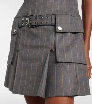 GANNI Belted Pinstripe Mini Dress