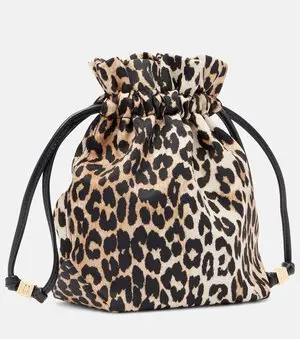 GANNI Leopard-print Pouch - Brown
