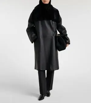 TOTEME Shearling-lined Leather Coat - Black