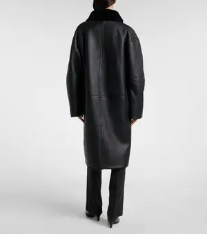 TOTEME Shearling-lined Leather Coat - Black