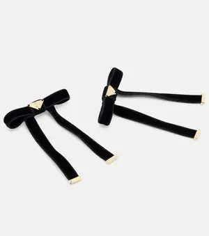 Prada Set Of 2 Bow-detail Velvet Barrette Hair Clips
