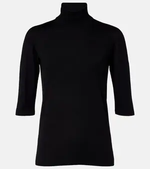 Max Mara Virgin Wool Turtleneck Sweater - Black