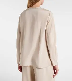 Max Mara Mitico Silk-blend Blouse - Beige