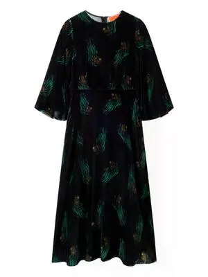 La DoubleJ Sorella" Printed Midi Dress - Black