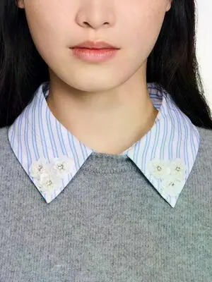 Sandro Detachable Striped Collar Wool Sweater