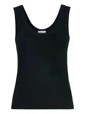 Brunello Cucinelli Monili Detail Ribbed Tank Top - Black