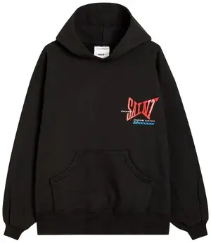SAINT MXXXXXX Logo-print Hooded Cotton Sweatshirt - Black