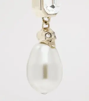 Alexander McQueen Embellished Skull Drop Earrings - Black