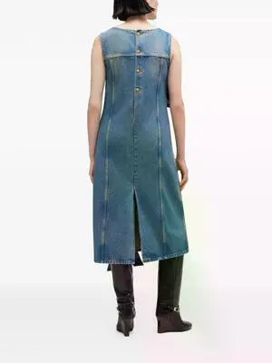 GANNI Light Rigid Denim Dress With Bow Detailing