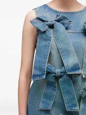 GANNI Light Rigid Denim Dress With Bow Detailing
