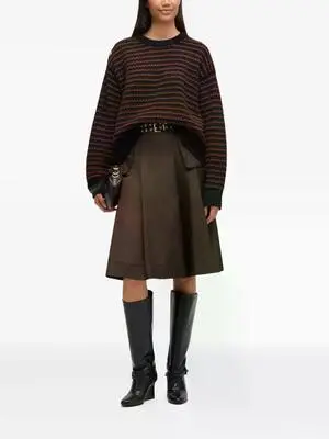 GANNI Button Striped Knitwear - Black
