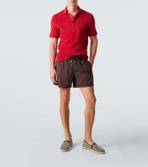 Fedeli Mondial Cotton Terry Polo Shirt - Red
