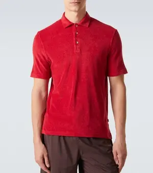 Fedeli Mondial Cotton Terry Polo Shirt - Red